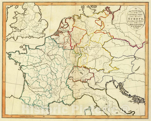Historic Map : an Outline map of The Central Part of Europe, According ...