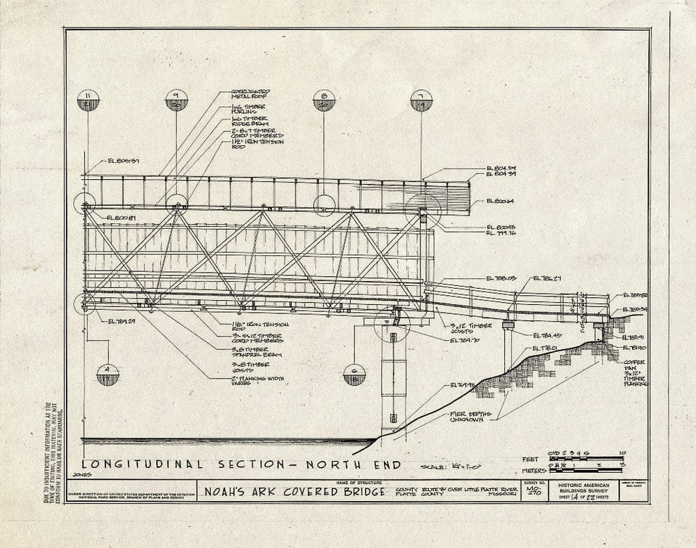 Blueprint 14. Longitudinal Section-North End - Noah's Ark Covered Brid ...