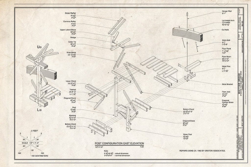Historic Pictoric : Blueprint Post Configuration East Elevation - Whit